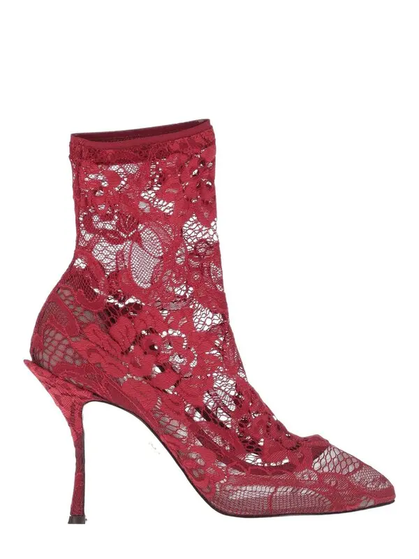 Dolce & Gabbana Lace Sock Ankle Boots - Red