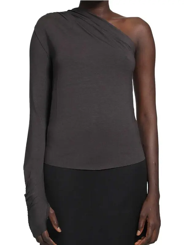 THOM KROM One-shoulder Draped Top With Glove Cuffs - Cold Brown