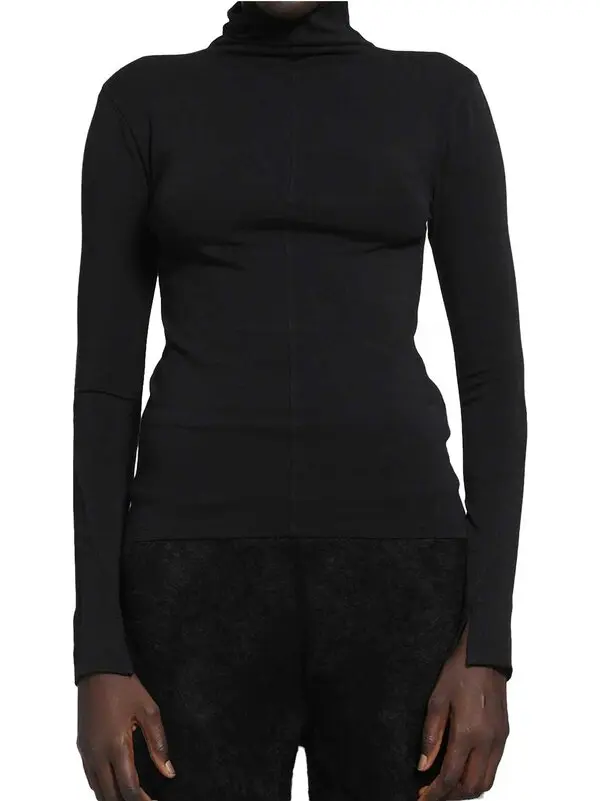 THOM KROM Basic Turtleneck Slim Fit Shirt - Black