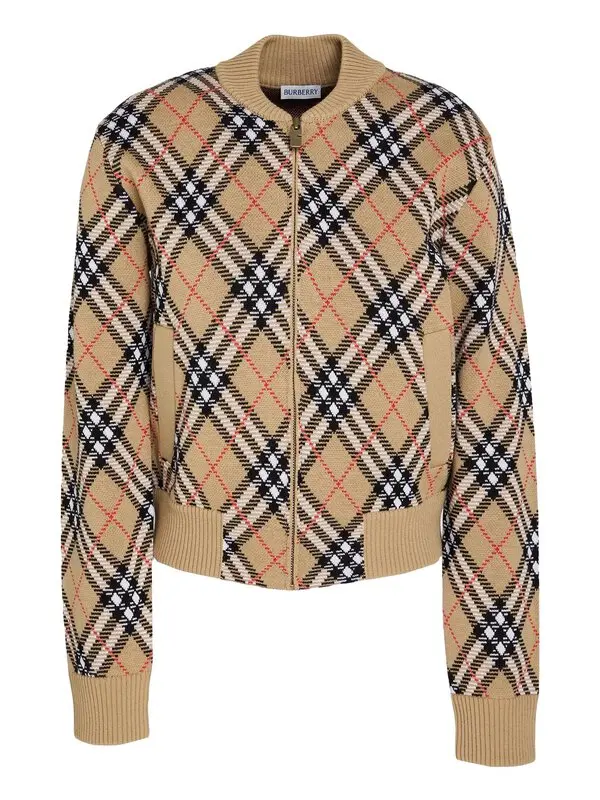 Burberry Printed Cardigan - Camel