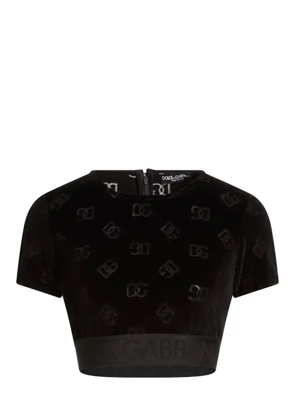 Dolce & Gabbana Cropped T-shirt With Logo - Black