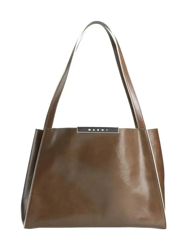 Marni Large Leather Tote Bag - Khaki