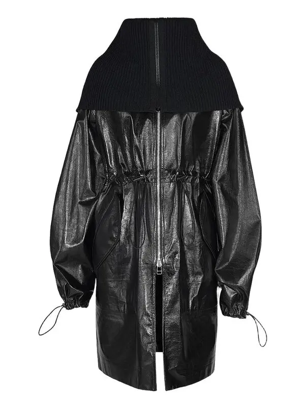 Bottega Veneta Funnel Neck Coat - Black