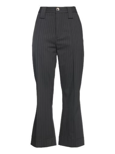GANNI Flared Pinstriped Trousers - Black