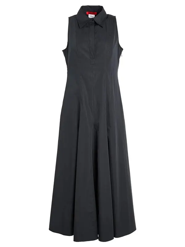 MAXCO. Max&co. Sleeveless Poplin Shirt Dress With Pleated Hem - Black