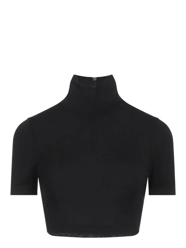 Max Mara Short Sleeve Turtleneck Top - Black