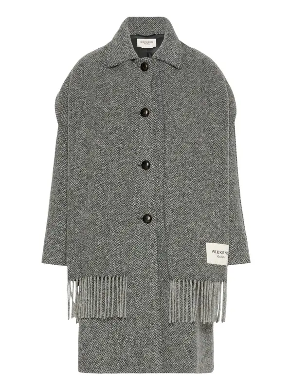 Max Mara Virgin Wool Blend Coat With Scarf Detail - Grey
