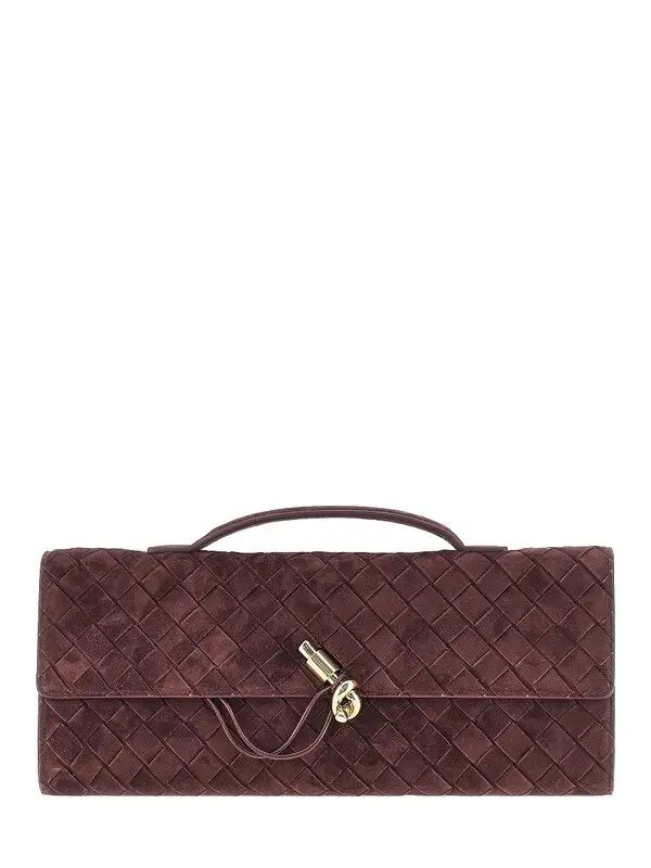 Bottega Veneta Andiamo Suede Leather Clutch - Red