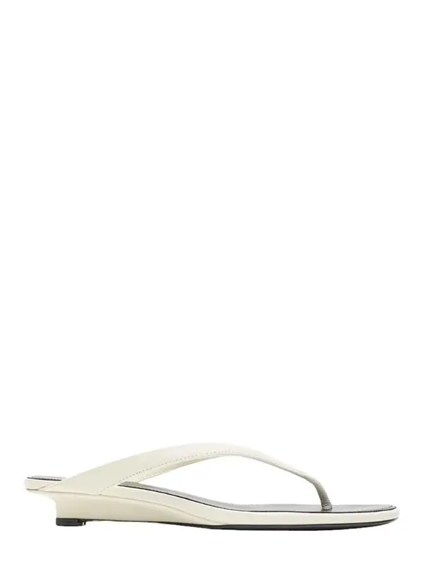 Massimo Dutti Leather Mid-heel Sandals With Toe Divider - White