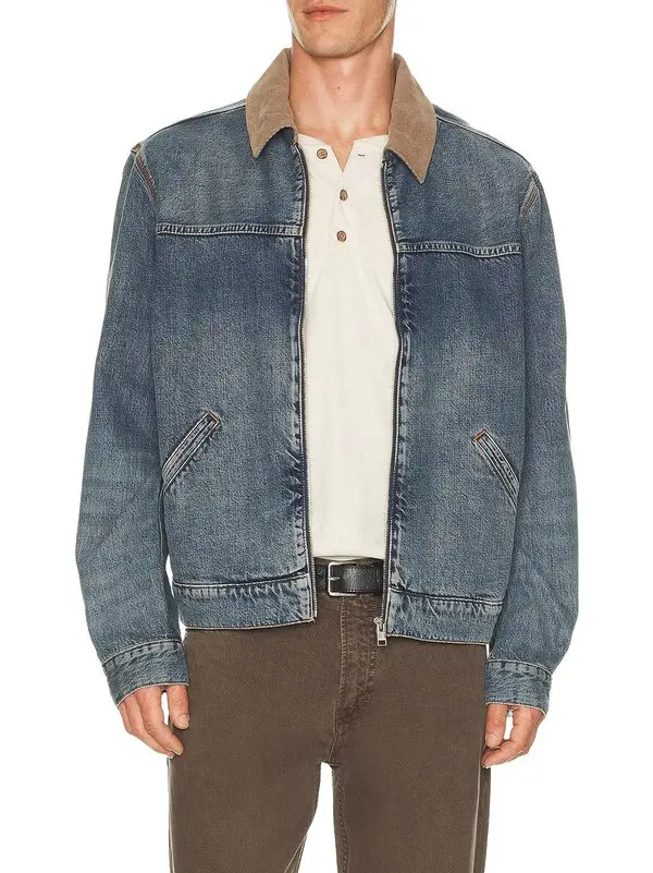 FRAME Zip Trucker Jacket With Corduroy Collar Trim - Breakpoint