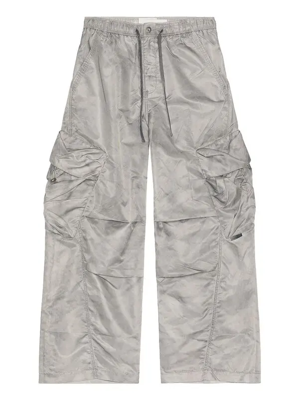 FENG CHEN WANG Sand Washed Nylon Cargo Pants - Grey