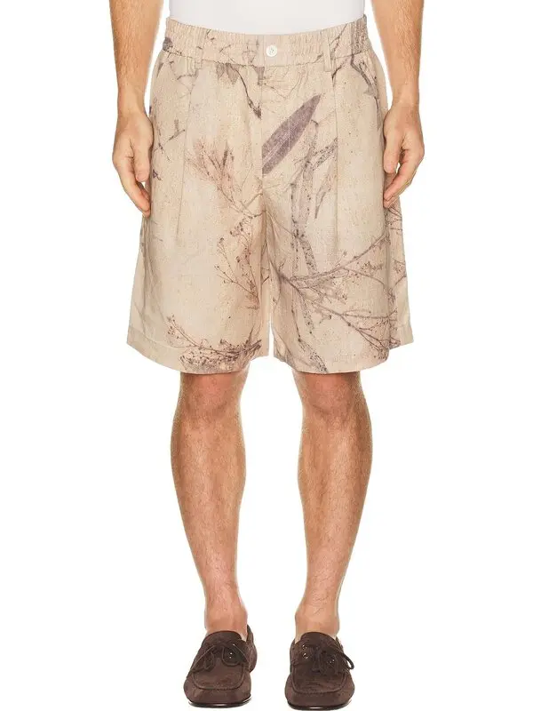 FENG CHEN WANG Printed Plant Dye Shorts - Beige