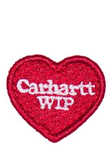 Carhartt Work In Progress Short Sleeve Small Heart Tee Shirt - White & Red