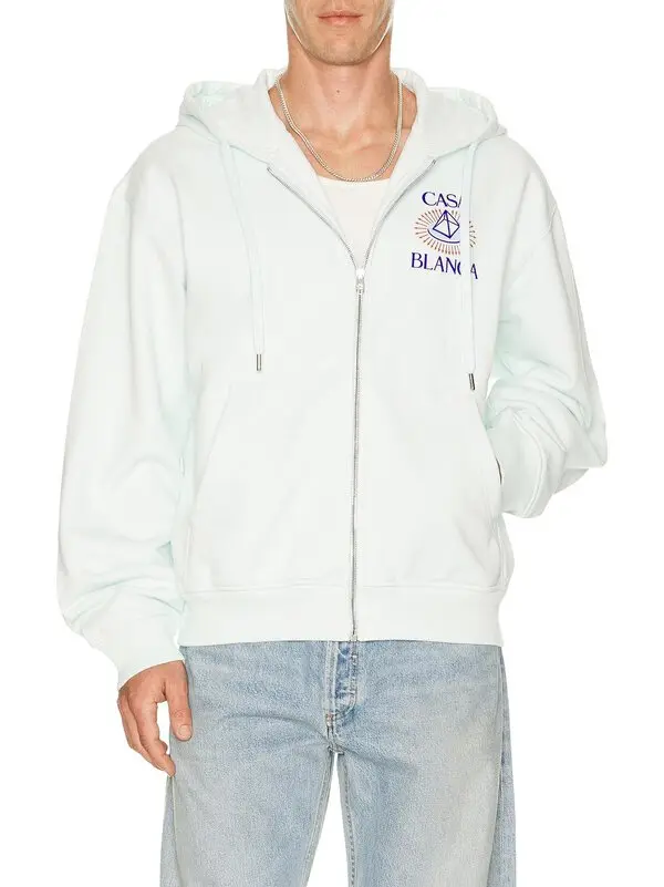 Casablanca Celestial Pyramid Zip Up Hoodie - Ice Blue