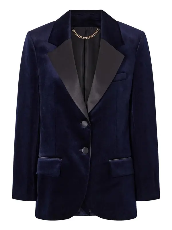 Victoria Beckham Satin-trimmed Velvet Blazer - Blue