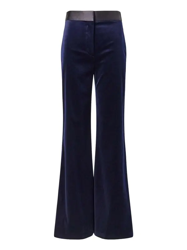 Victoria Beckham Alina Velvet Flared Pants - Navy