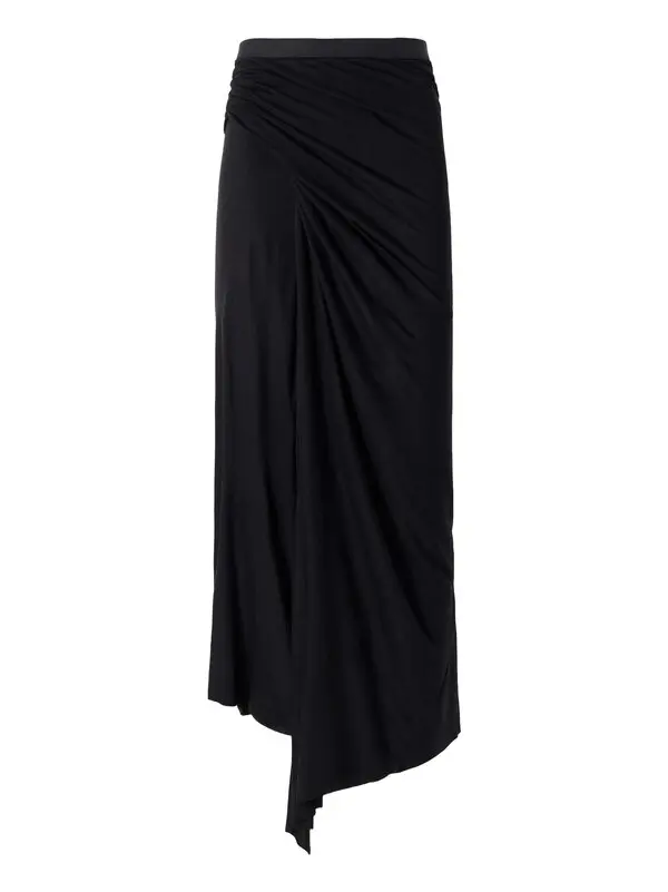 Rick Owens Anthem Draped Midi Skirt - Black