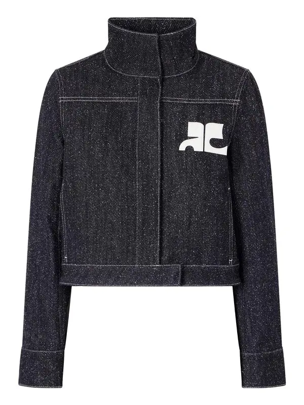 COURREGES Logo-embellished Denim-tweed Jacket - Blue