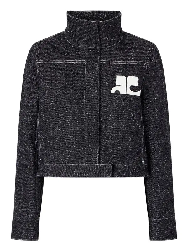COURREGES Logo-embellished Denim-tweed Jacket - Blue