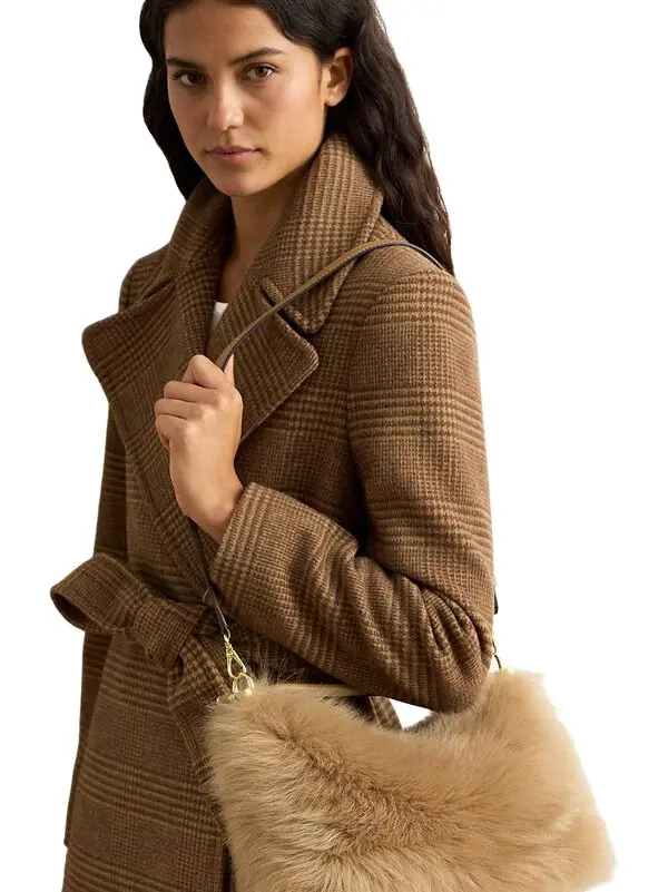 Ralph Lauren Shearling Small Blaike Shoulder Bag - Camel/camel