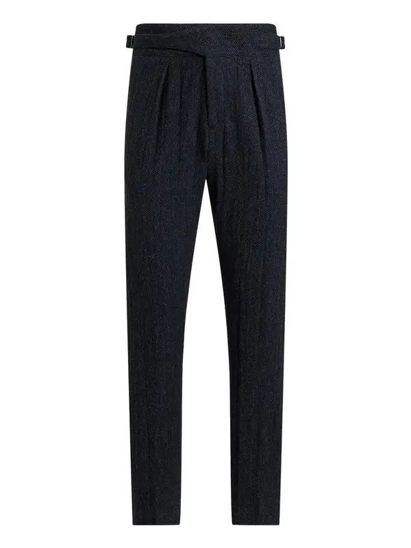 Ralph Lauren Barleycorn Tweed Suit Trousers - Navy