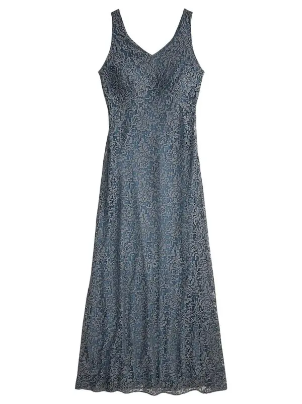 Ralph Lauren Floral Lace Maxi Dress - Faded Blue