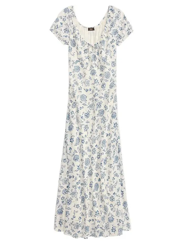 Ralph Lauren Floral-print Voile Maxi Dress - White/blue