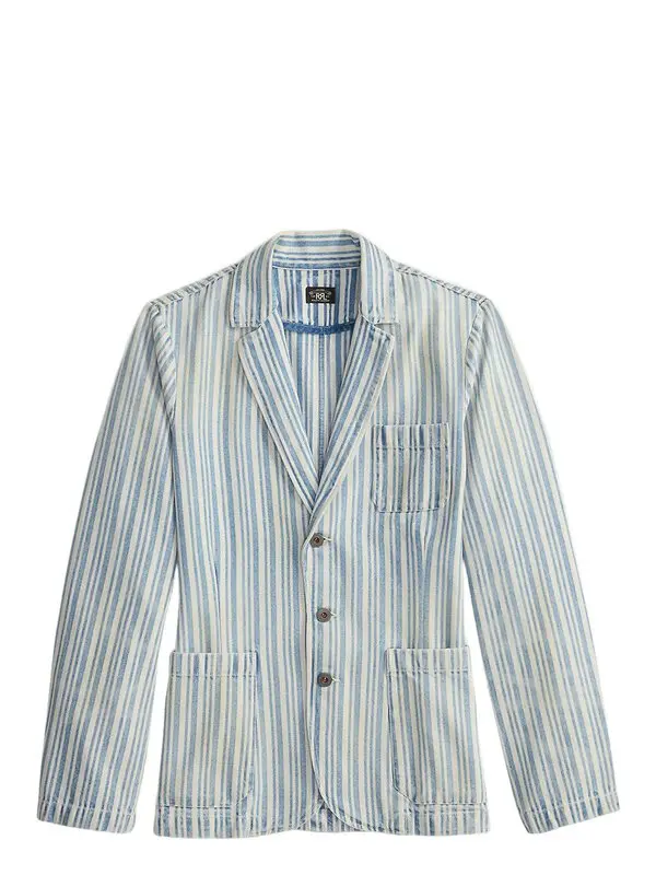 Ralph Lauren Indigo Striped Twill Blazer - Indigo/natural