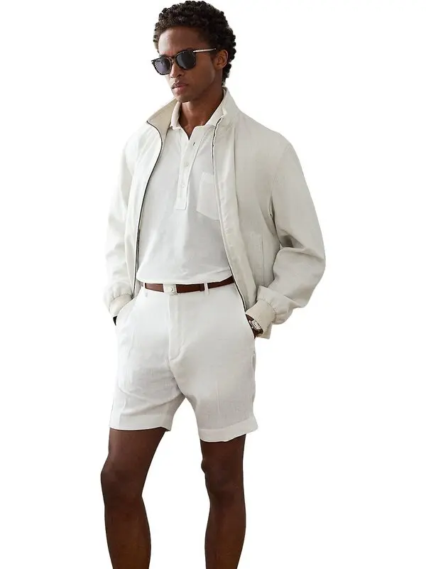 Ralph Lauren Purple Label Hand-tailored Slim Linen Shorts - Optic White