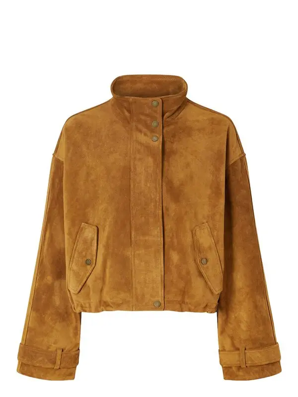 Veronica Beard Cropped Suede Jacket - Brown