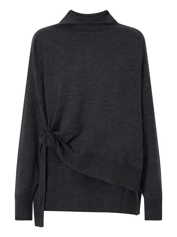 Magda Butrym Knot-detail Wool Turtleneck Sweater - Gray