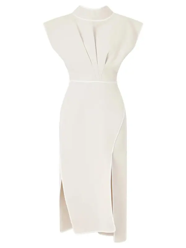 Maticevski Pageant Paneled Crepe Midi Dress - Neutrals