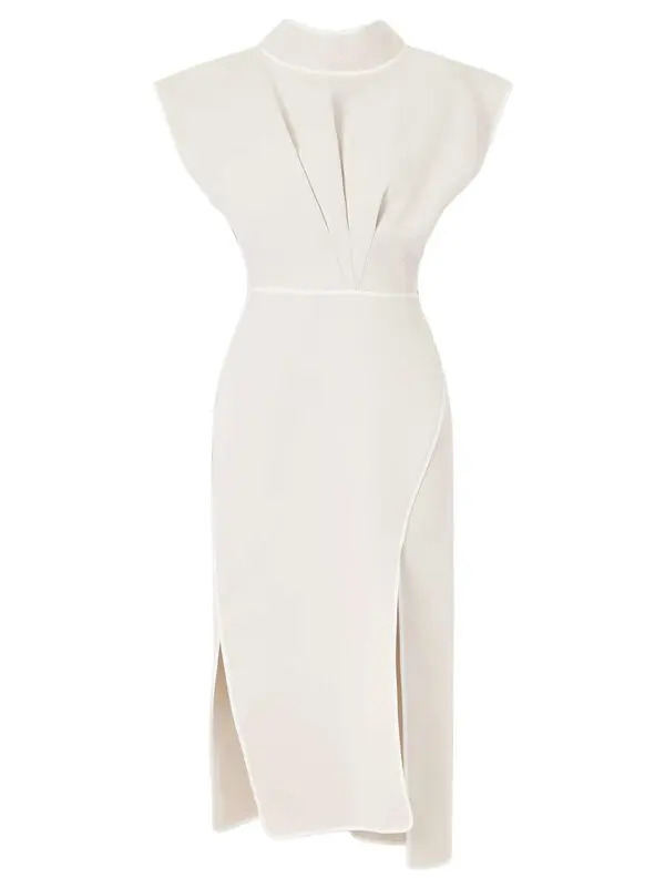 Maticevski Pageant Paneled Crepe Midi Dress - Sand