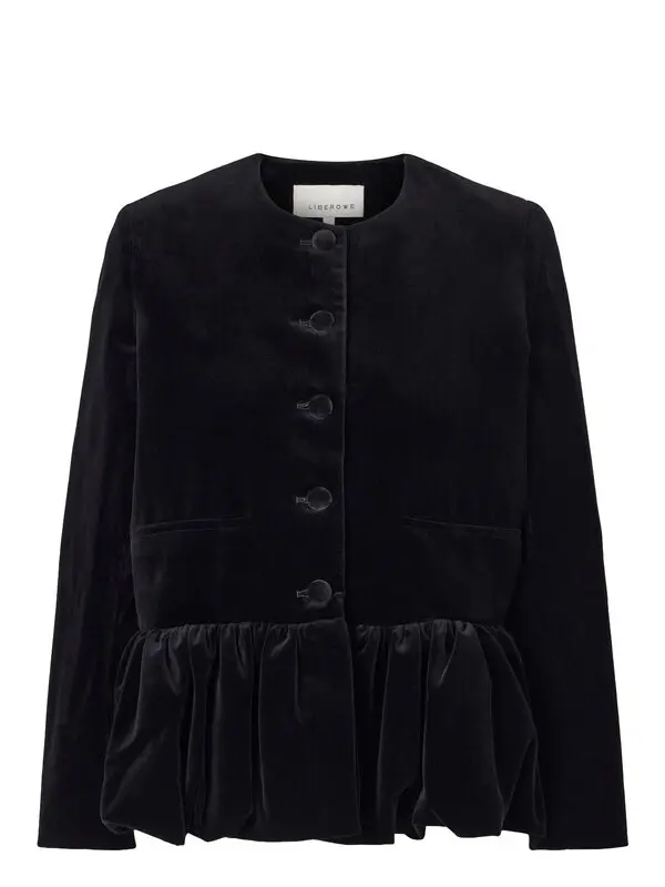 LIBEROWE Cotton-velvet Peplum Jacket - Black