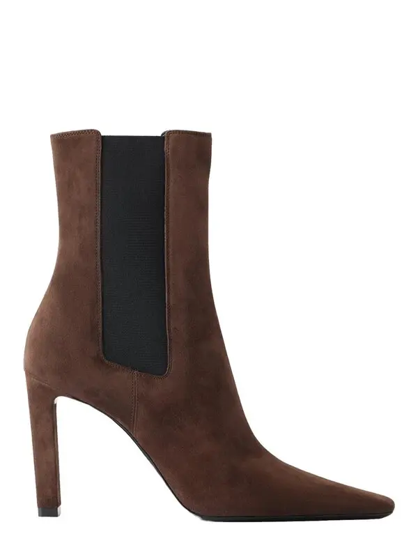Saint Laurent Francoise 95 Suede Ankle Boots - Brown