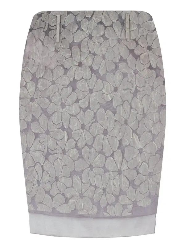 Marni Tiered Floral-appliquéd Organza Midi Skirt - Gray