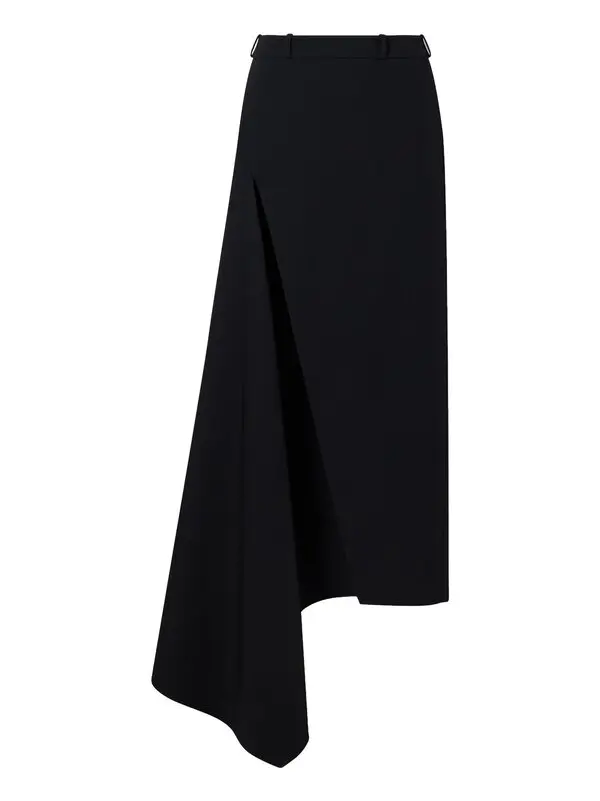 Givenchy Asymmetric Wool Midi Skirt - Black