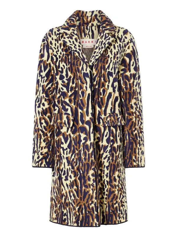 Marni Leopard-jacquard Virgin Wool Coat - Multi