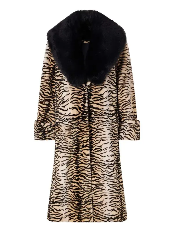 Nour Hammour Nina Tiger-print Shearling Coat - Multi