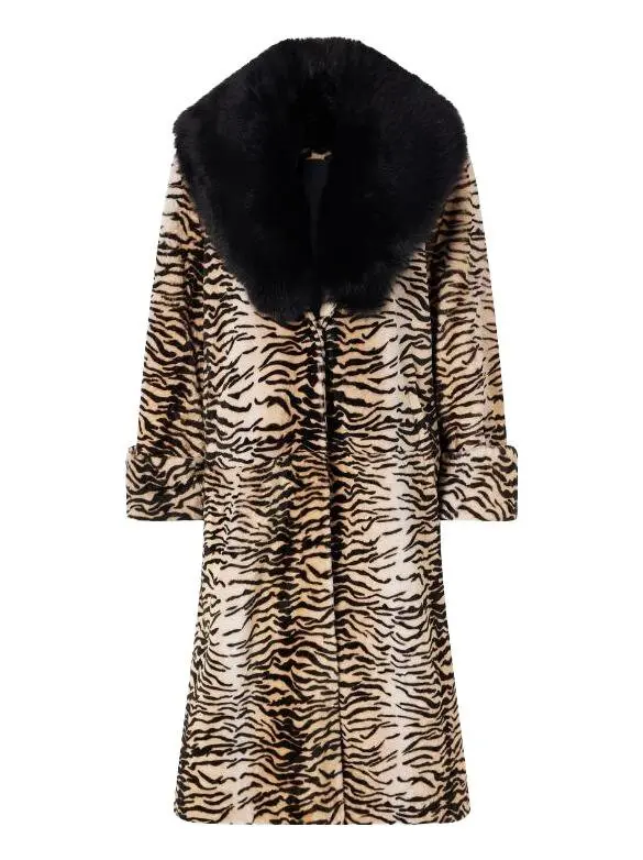 Nour Hammour Nina Tiger-print Shearling Coat - Multi