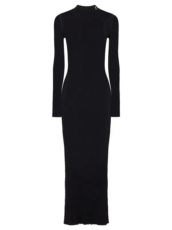 Saint Laurent Cassandre Embellished Silk Midi Dress - Black