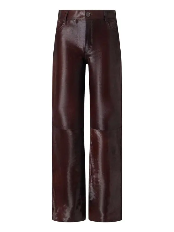 Nour Hammour Kitty Mid-rise Calf Hair Wide-leg Pants - Brown