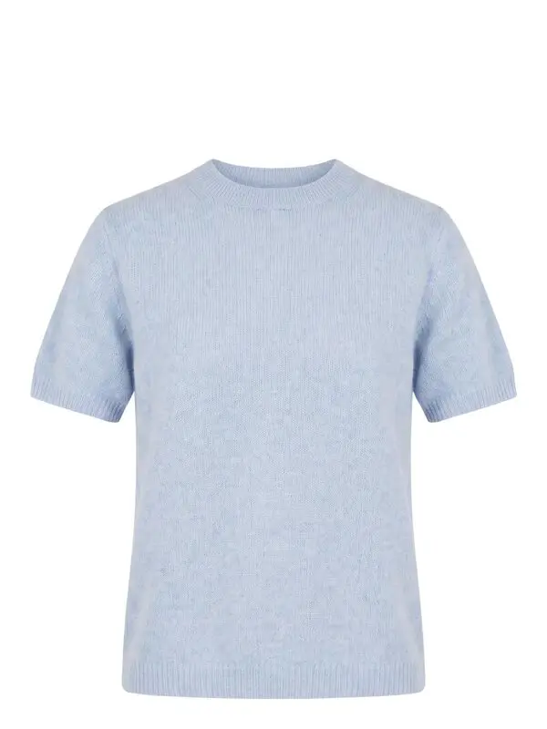 ANSE VICTORIN Cashmere-silk Blend Short Sleeve Pullover - Blue