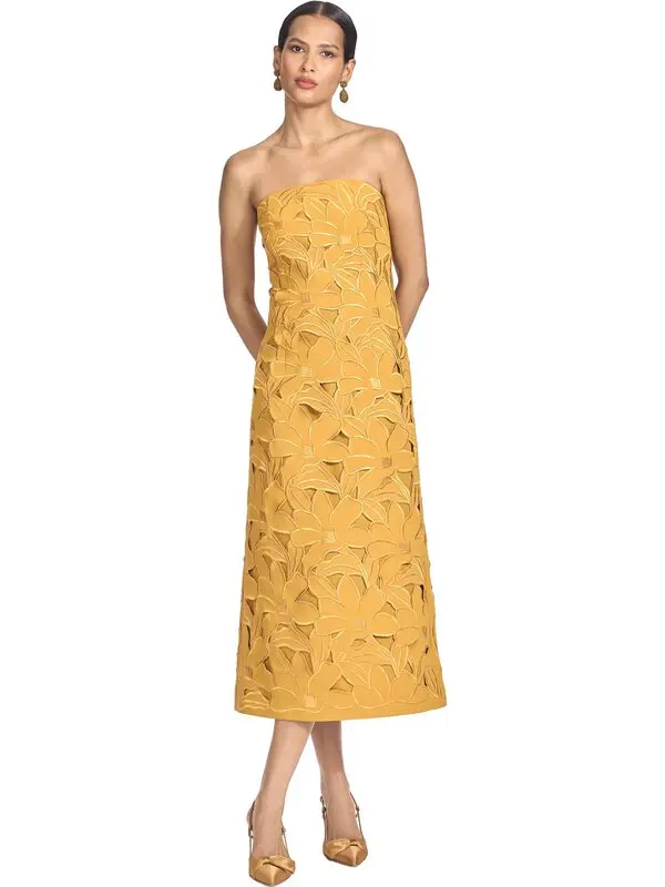 Sachin & Babi Pamela Strapless Midi Dress - Saffron