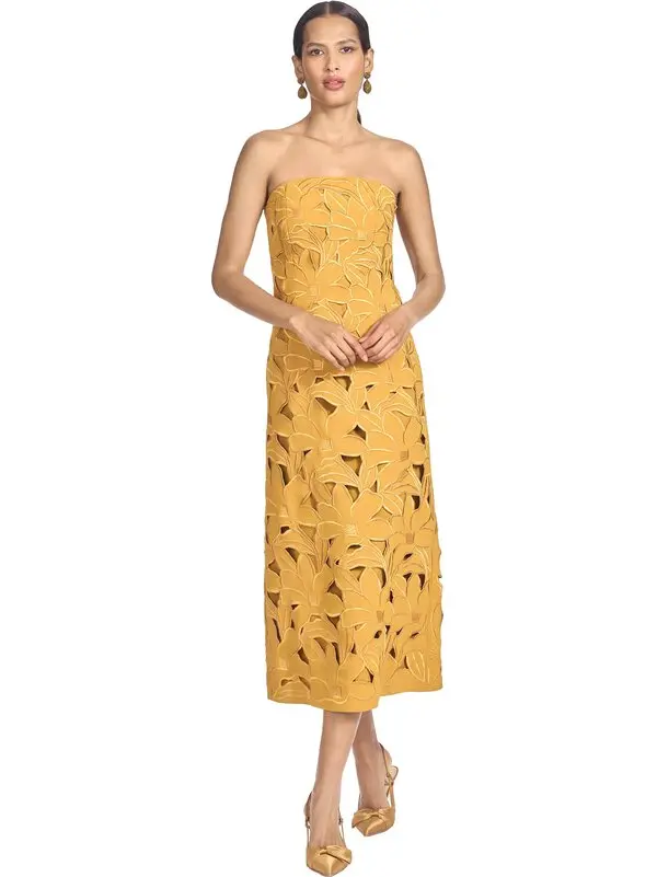 Sachin & Babi Pamela Strapless Midi Dress - Saffron