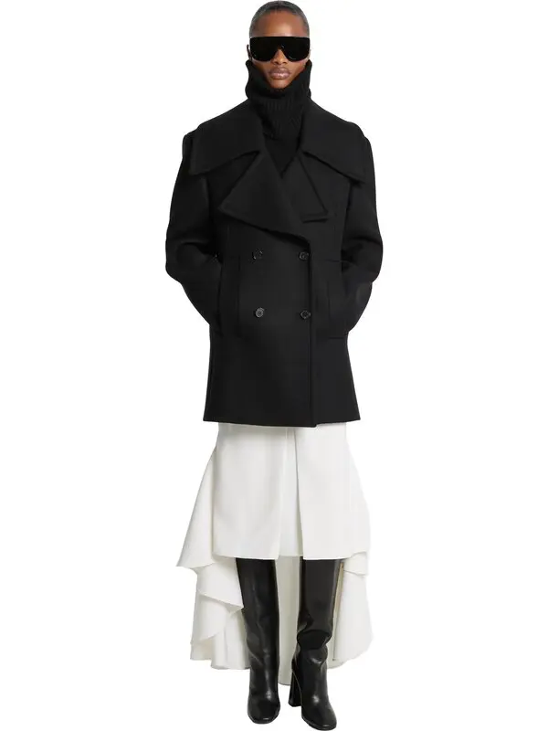 Michael Kors Wool Melton Officer Peacoat - Black