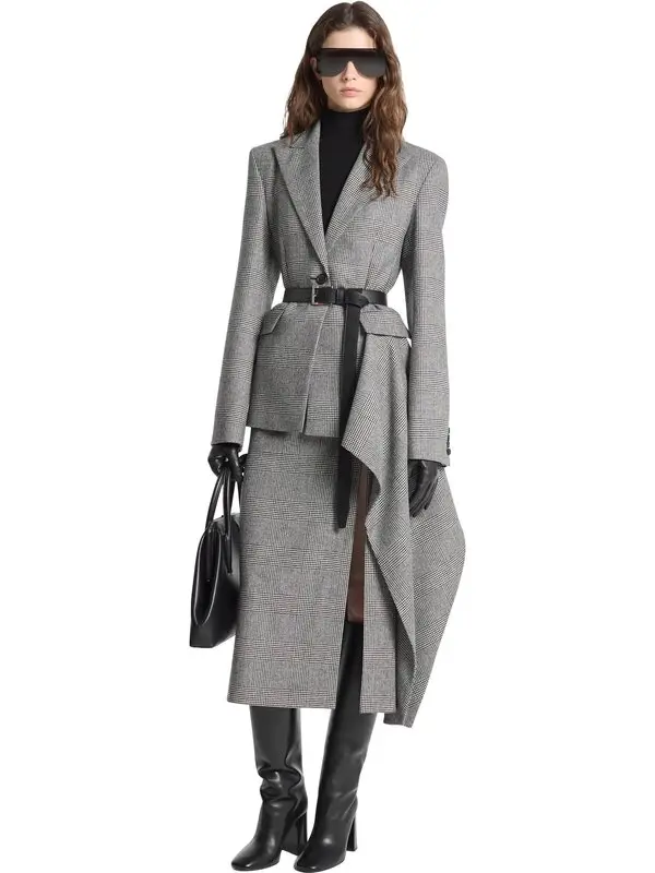Michael Kors Glen Plaid Wool-cashmere Flannel Blazer - Black
