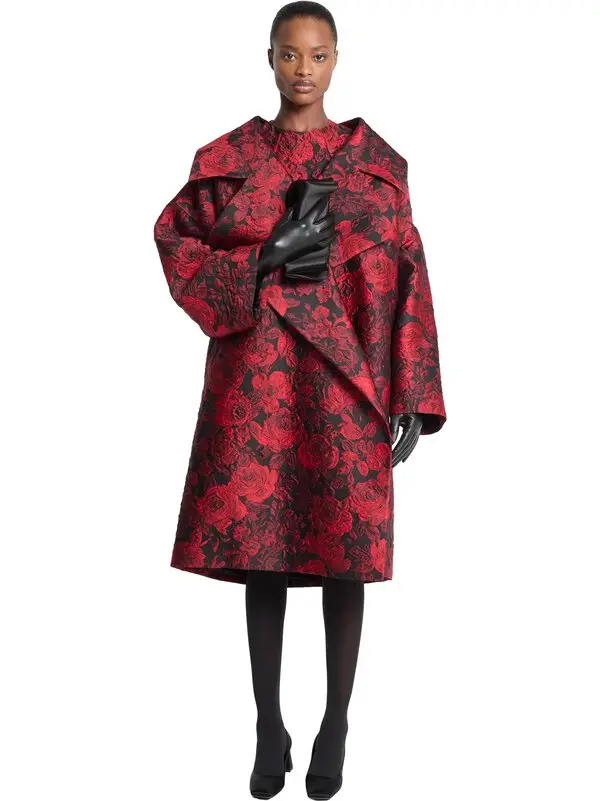 Michael Kors Rose Floral Jacquard Clutch Coat - Red