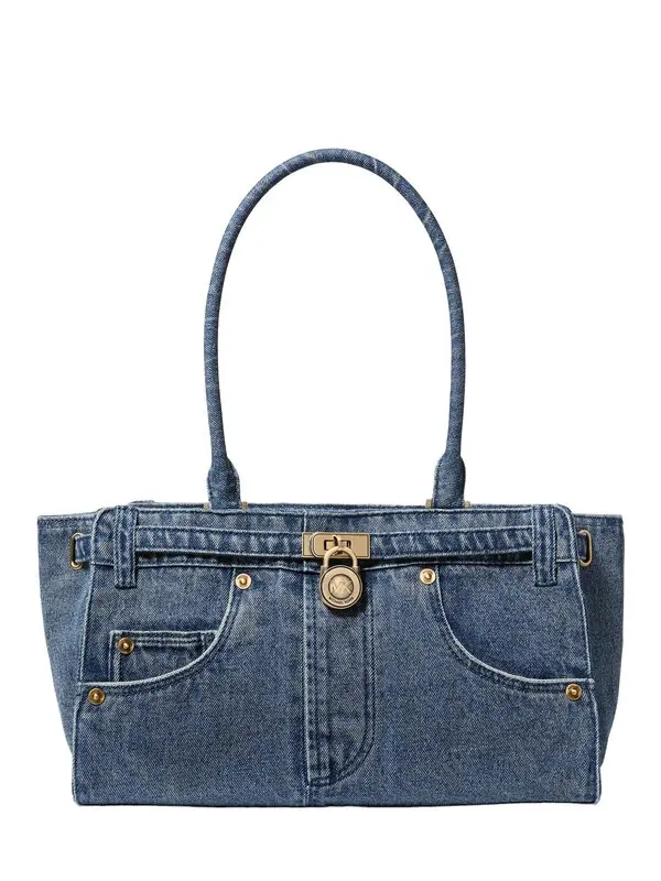 Michael Kors Hamilton Moderne Small Washed Denim Satchel - Blue