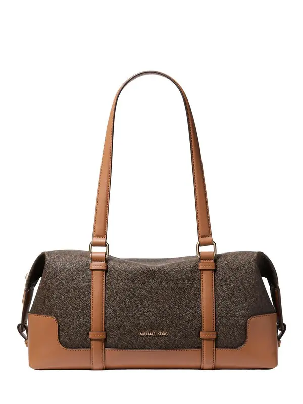 Michael Kors Teddi Large Signature Logo Shoulder Bag - Brown